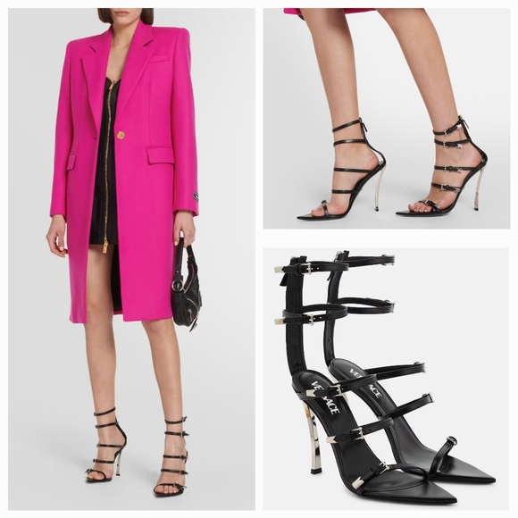 Versace | Shoes | Versace Pin Point Heels In Black Size 385 Nib | Poshmark